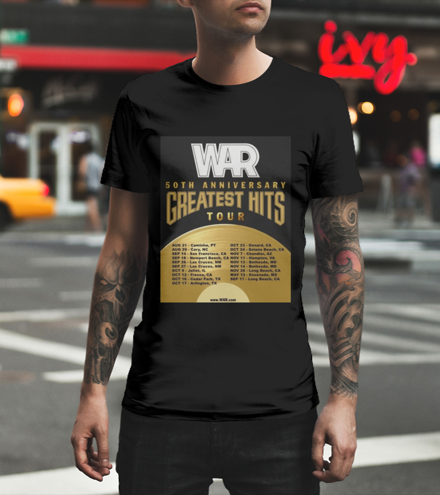 War 50th Anniversary Greatest Hits Tour Dates And Locations List T-Shirt