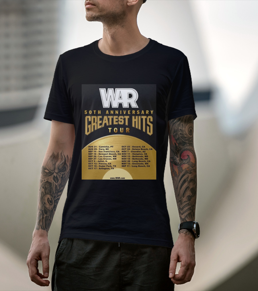 War 50th Anniversary Greatest Hits Tour Dates And Locations List T-Shirt