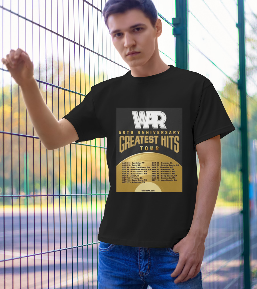 War 50th Anniversary Greatest Hits Tour Dates And Locations List T-Shirt