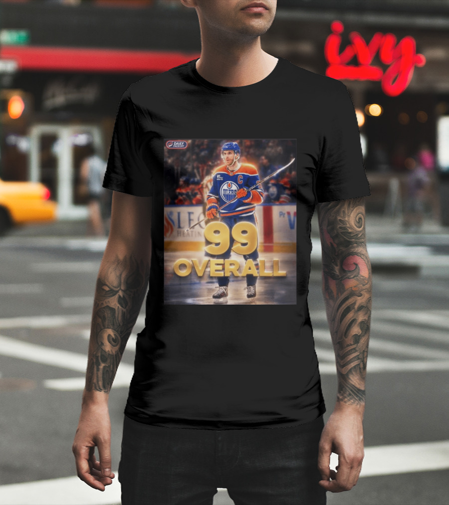 McDavid Oilers 99 Overall Daily Faceoff NHL Captain Hockey T-Shirt