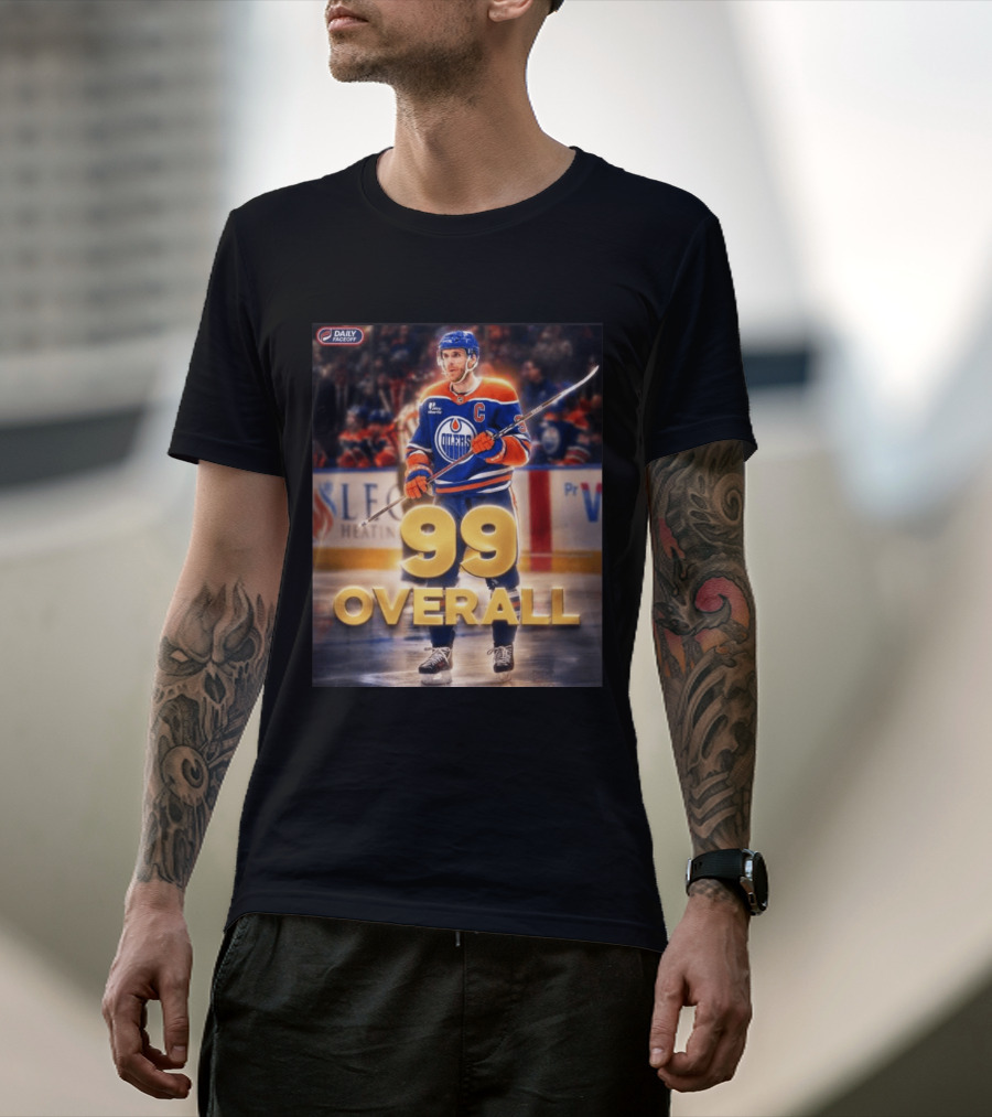 McDavid Oilers 99 Overall Daily Faceoff NHL Captain Hockey T-Shirt
