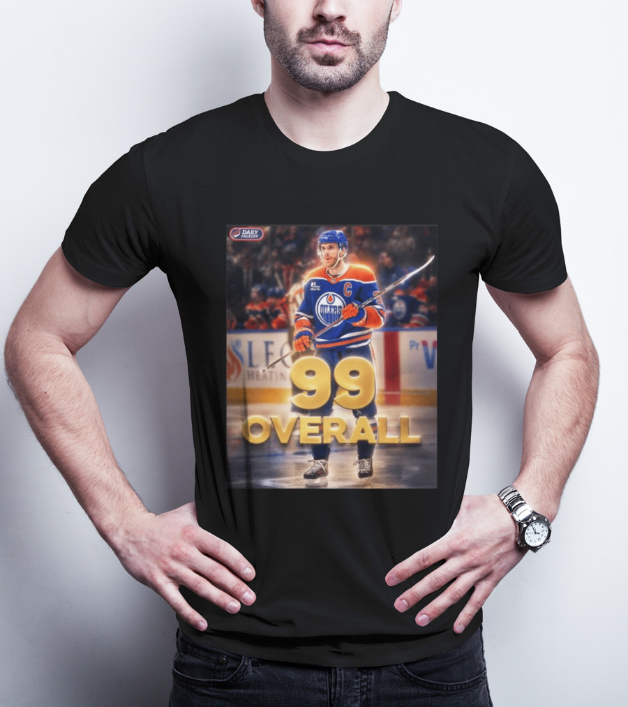 McDavid Oilers 99 Overall Daily Faceoff NHL Captain Hockey T-Shirt