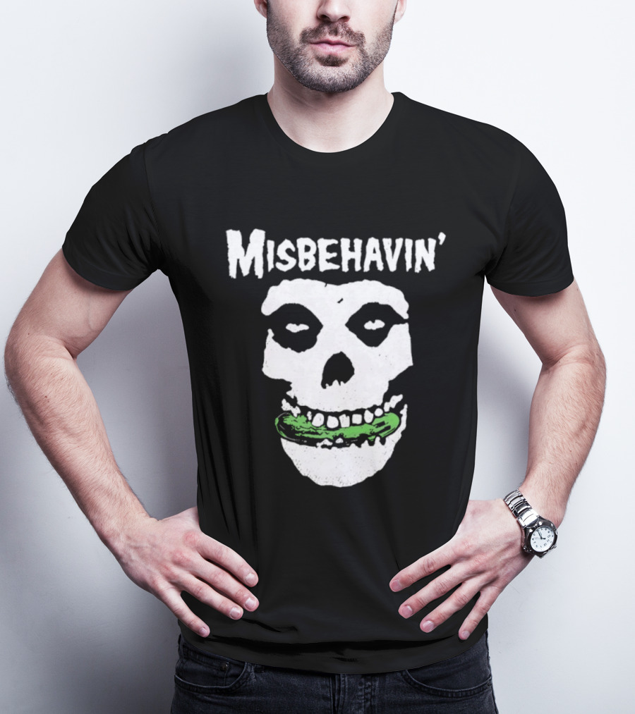Misbehavin' Pickle Skull Misfits Punk Rock T-Shirt