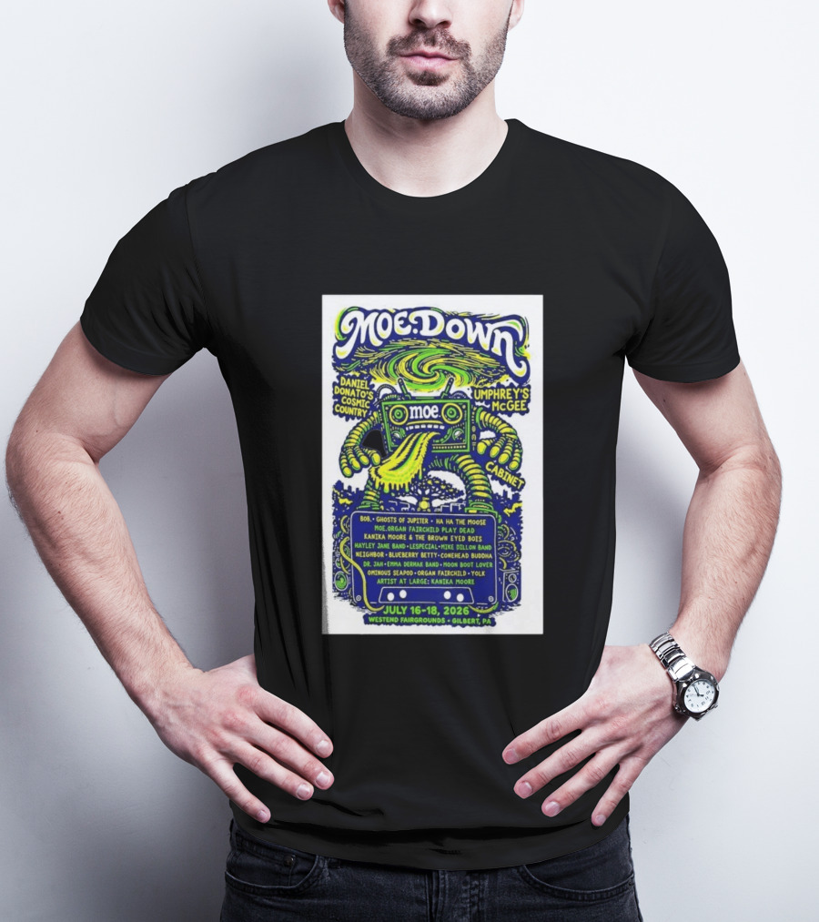 MoeDown July 16 18 2026 Westend Fairgrounds Gilbert PA Featuring Moe. Umphrey's McGee Daniel Donato's Cosmic Country Cabinet T-Shirt
