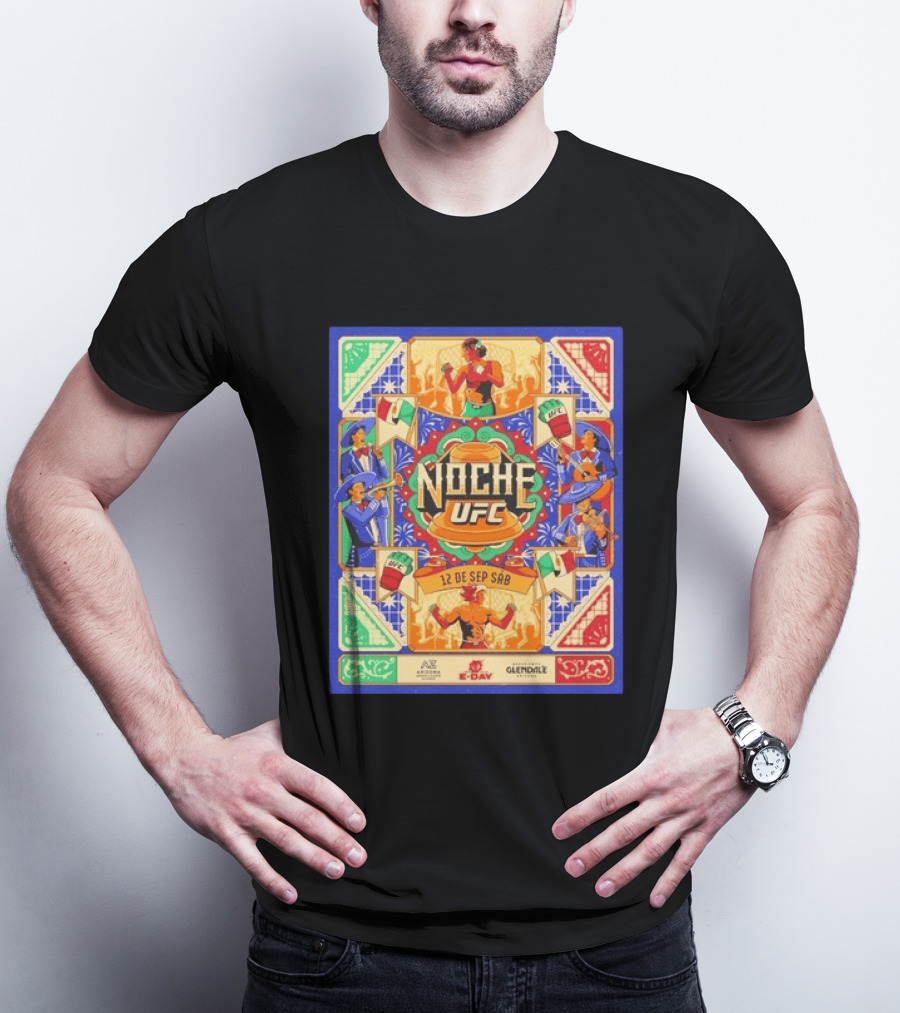 Noche UFC 12 De Sep Sáb Glendale Arizona Event Fiesta Vibrant S And Music Celebration T-Shirt
