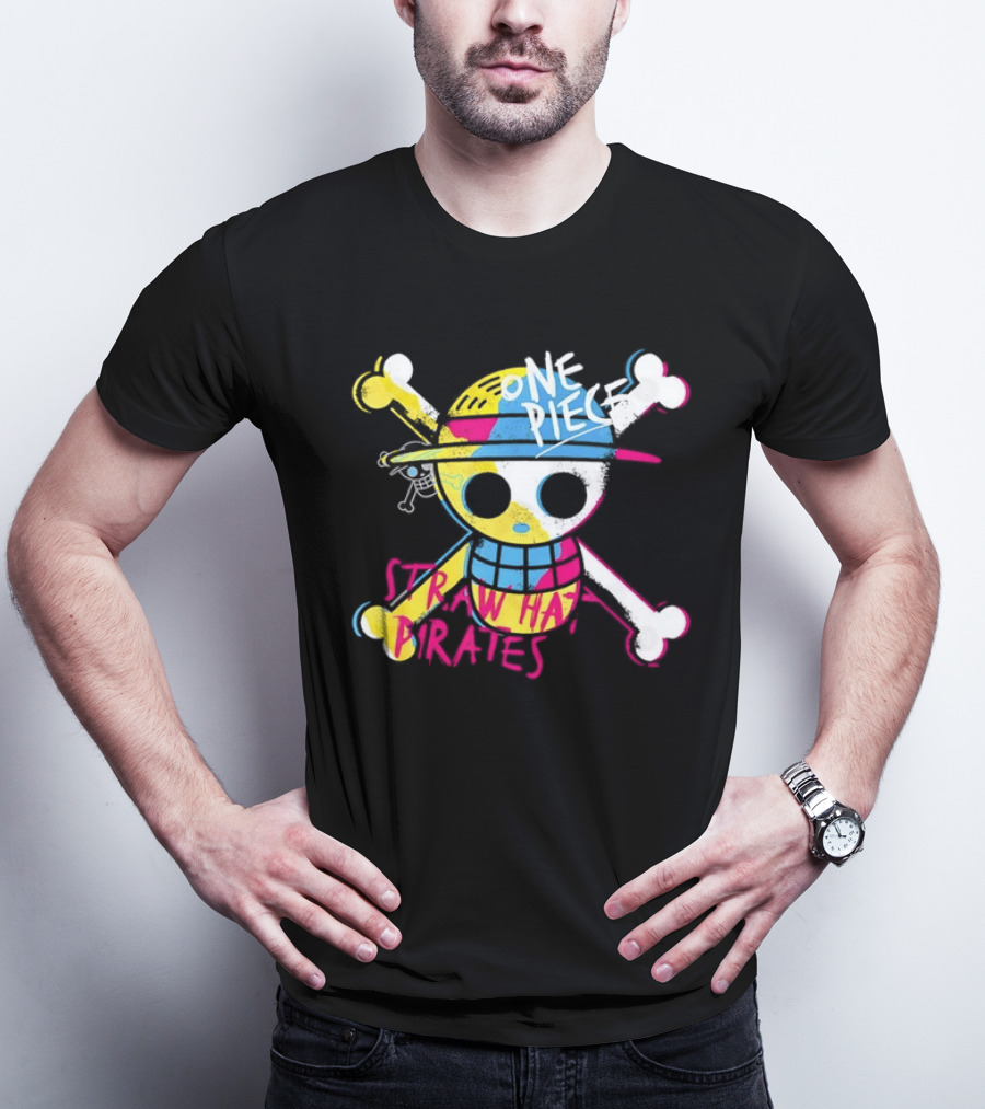 One Piece Straw Hat Pirates Skull Colorful Anime Manga T-Shirt