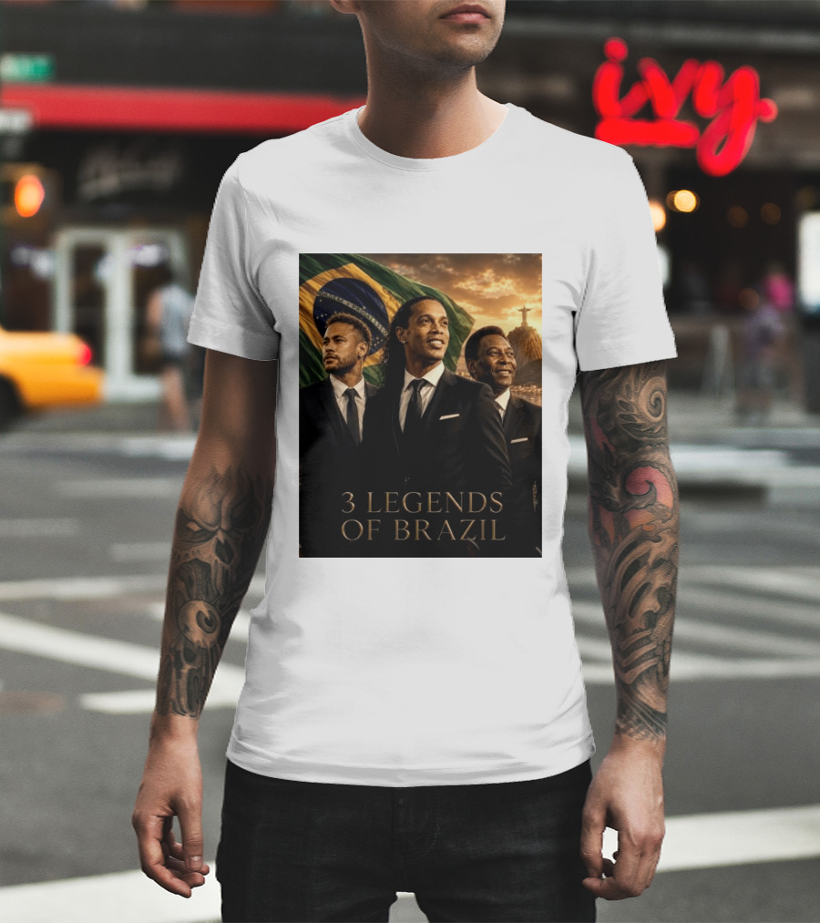 3 Legends Of Brazil Pelé Ronaldinho Neymar Brazilian Heritage T-Shirt