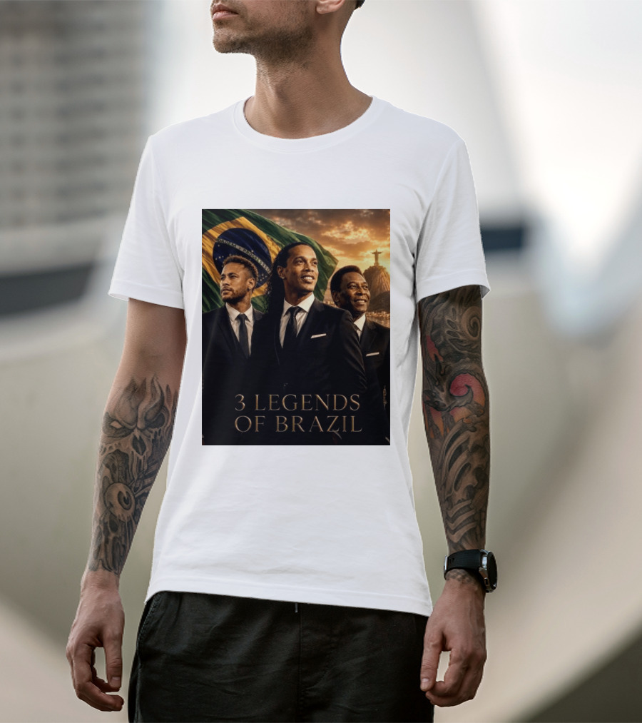 3 Legends Of Brazil Pelé Ronaldinho Neymar Brazilian Heritage T-Shirt