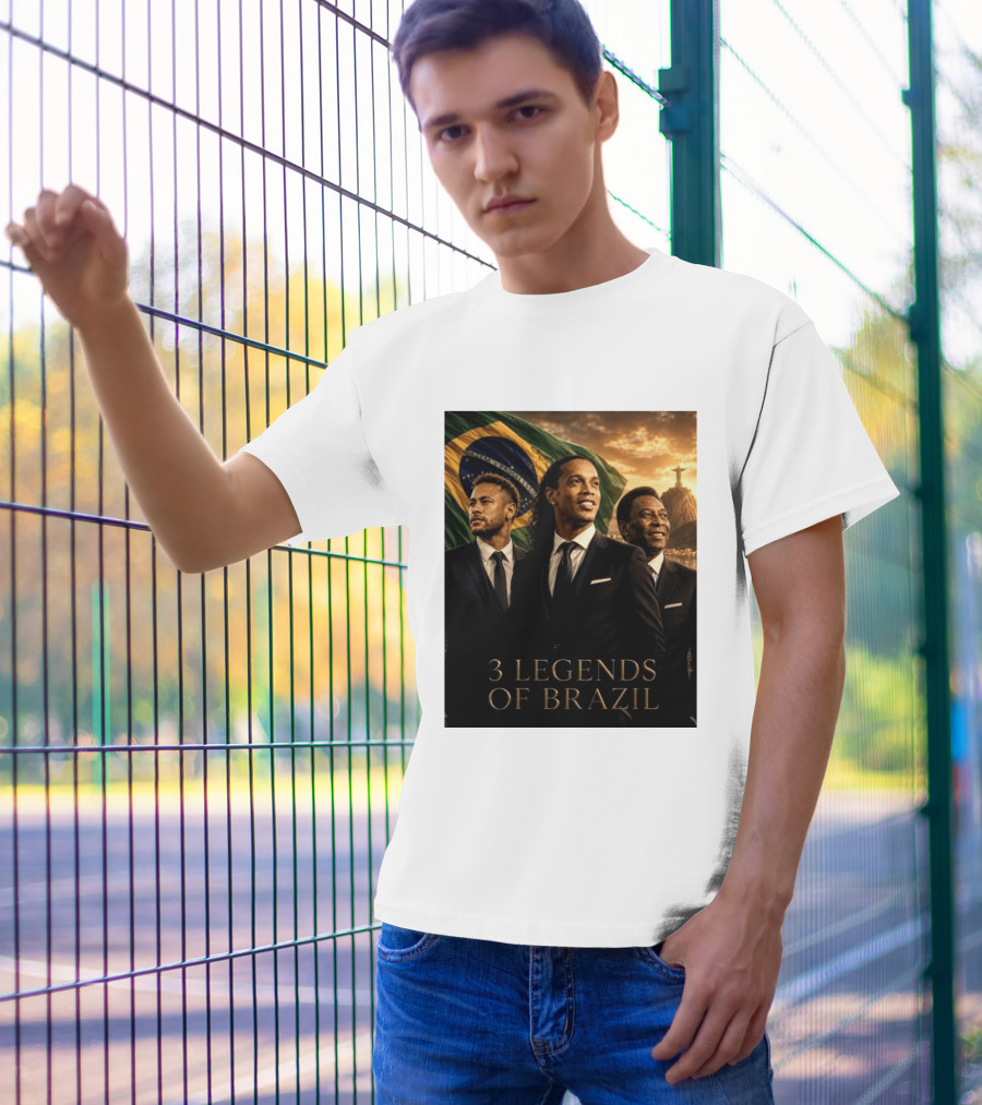 3 Legends Of Brazil Pelé Ronaldinho Neymar Brazilian Heritage T-Shirt