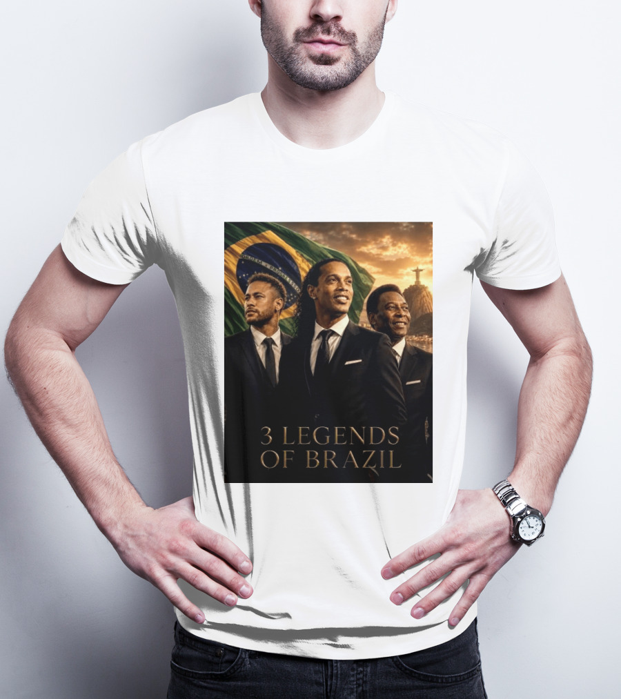 3 Legends Of Brazil Pelé Ronaldinho Neymar Brazilian Heritage T-Shirt