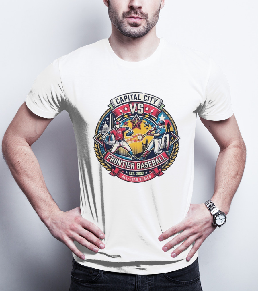 Capital City Vs Frontier Baseball All Star Series 2023 Vintage Emblem With Capitol And Frontier Iconography T-Shirt