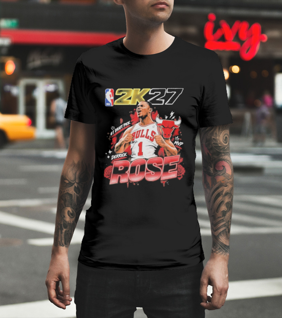 NBA 2K27 MVP Derrick Rose Bulls #1 Highlight T-Shirt