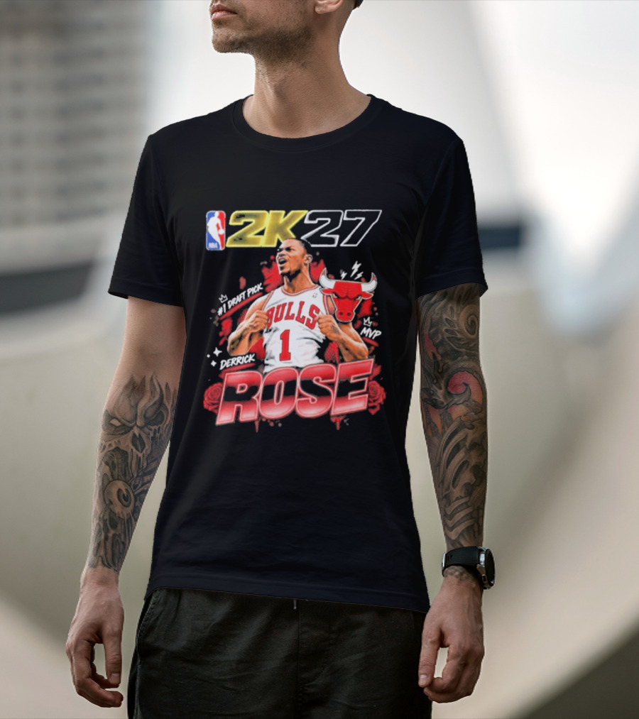 NBA 2K27 MVP Derrick Rose Bulls #1 Highlight T-Shirt