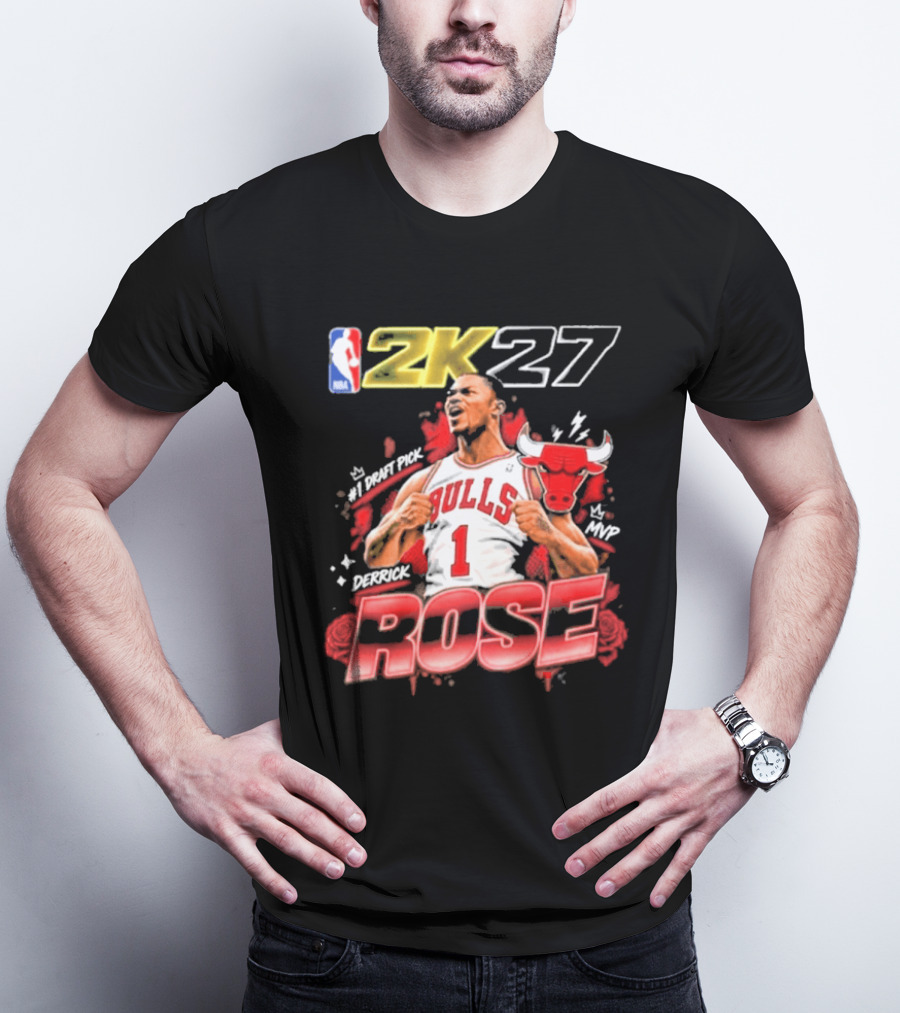 NBA 2K27 MVP Derrick Rose Bulls #1 Highlight T-Shirt