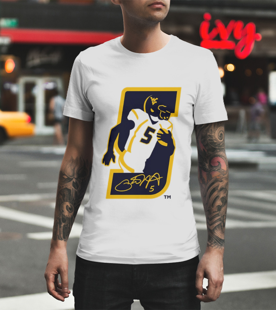 WVU Number 5 Pat White Signature Retirement T-Shirt