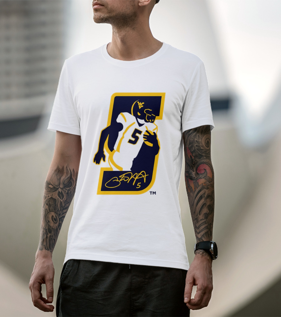 WVU Number 5 Pat White Signature Retirement T-Shirt