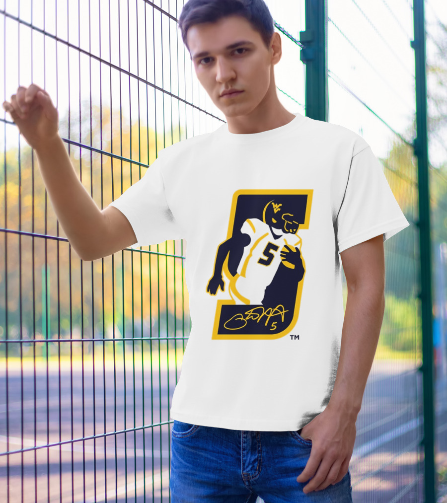 WVU Number 5 Pat White Signature Retirement T-Shirt