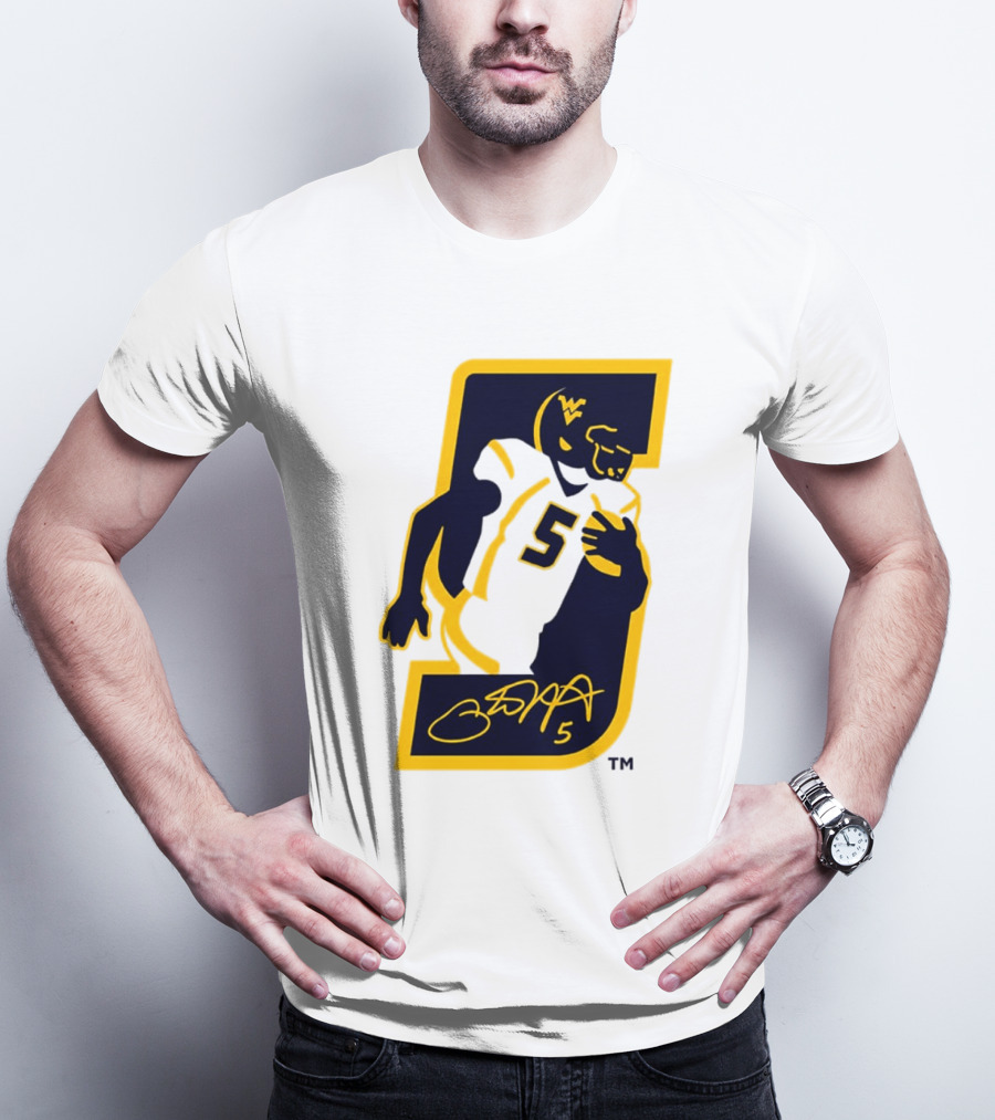 WVU Number 5 Pat White Signature Retirement T-Shirt