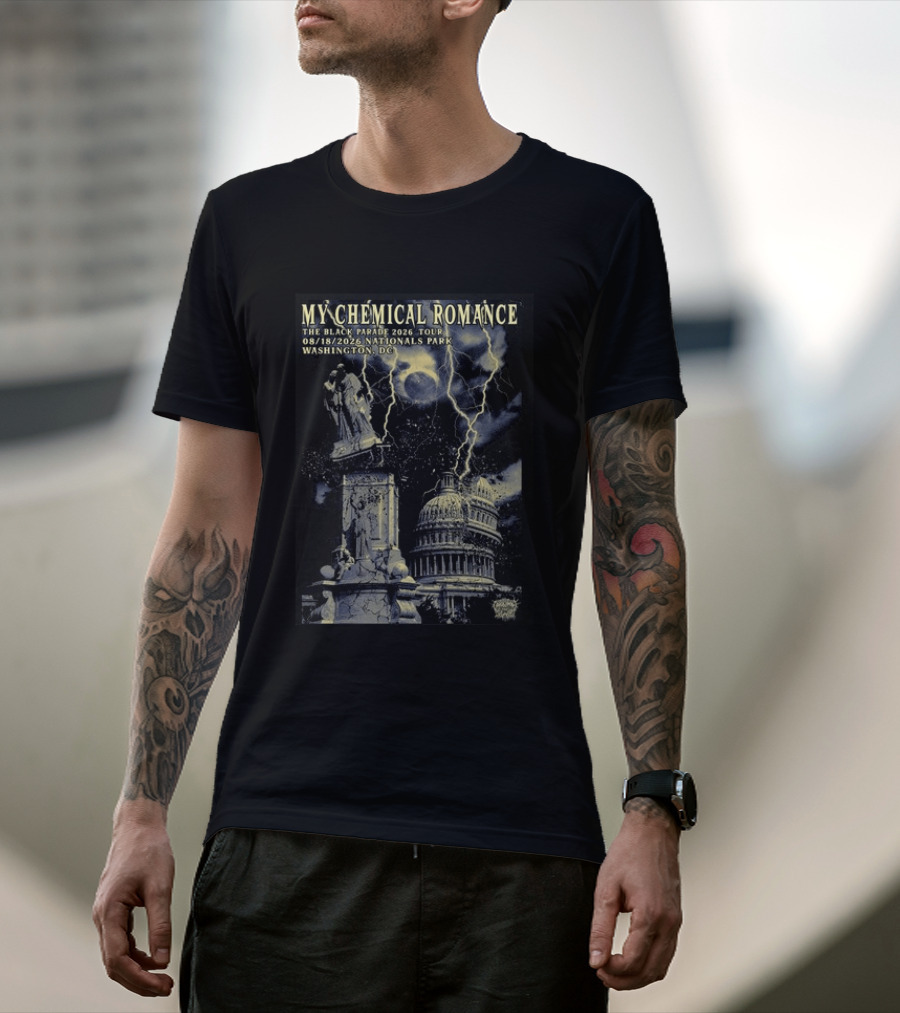 My Chemical Romance The Black Parade 2026 Tour Nationals Park Washington Dc Lightning Statues Capitol Building 08.18.2026 T-Shirt