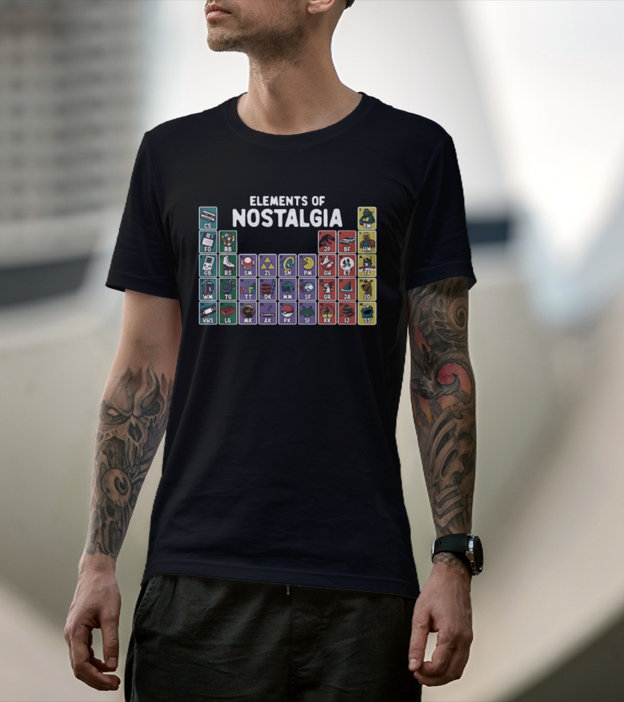 Elements Of Nostalgia 80s 90s Pop Culture Cassette Tape Gaming Toy VHS T-Shirt