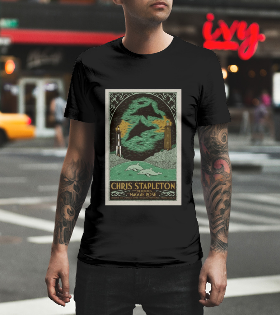 Chris Stapleton The Honchos Maggie Rose August 18 2026 Veterans United Home Loans Amphitheater Virginia Beach Dolphins Lighthouse T-Shirt