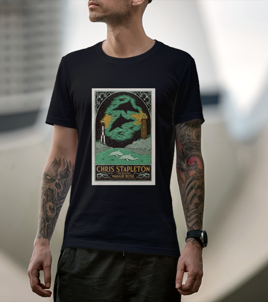 Chris Stapleton The Honchos Maggie Rose August 18 2026 Veterans United Home Loans Amphitheater Virginia Beach Dolphins Lighthouse T-Shirt