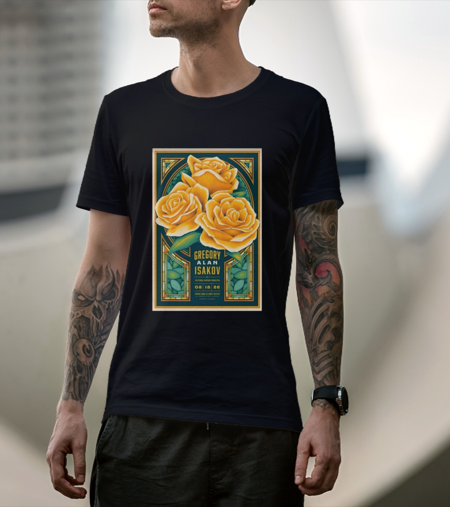 Gregory Alan Isakov August 18 2026 Peoria Illinois Prairie Home Alliance Theater With The Peoria Symphony Orchestra And Yellow Roses T-Shirt