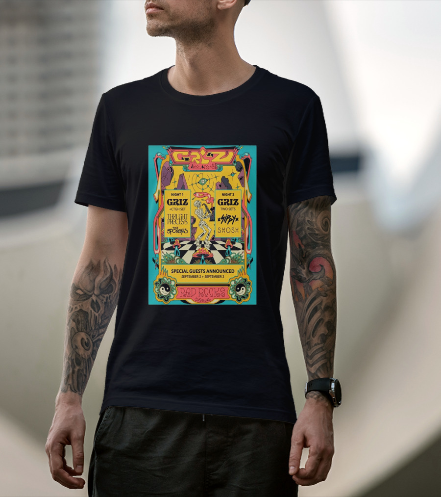 GRiZ Two Nights Red Rocks Amphitheatre Morrison CO Sep 2 3 2026 Special Guests The Sponges Muzzy Shosh T-Shirt
