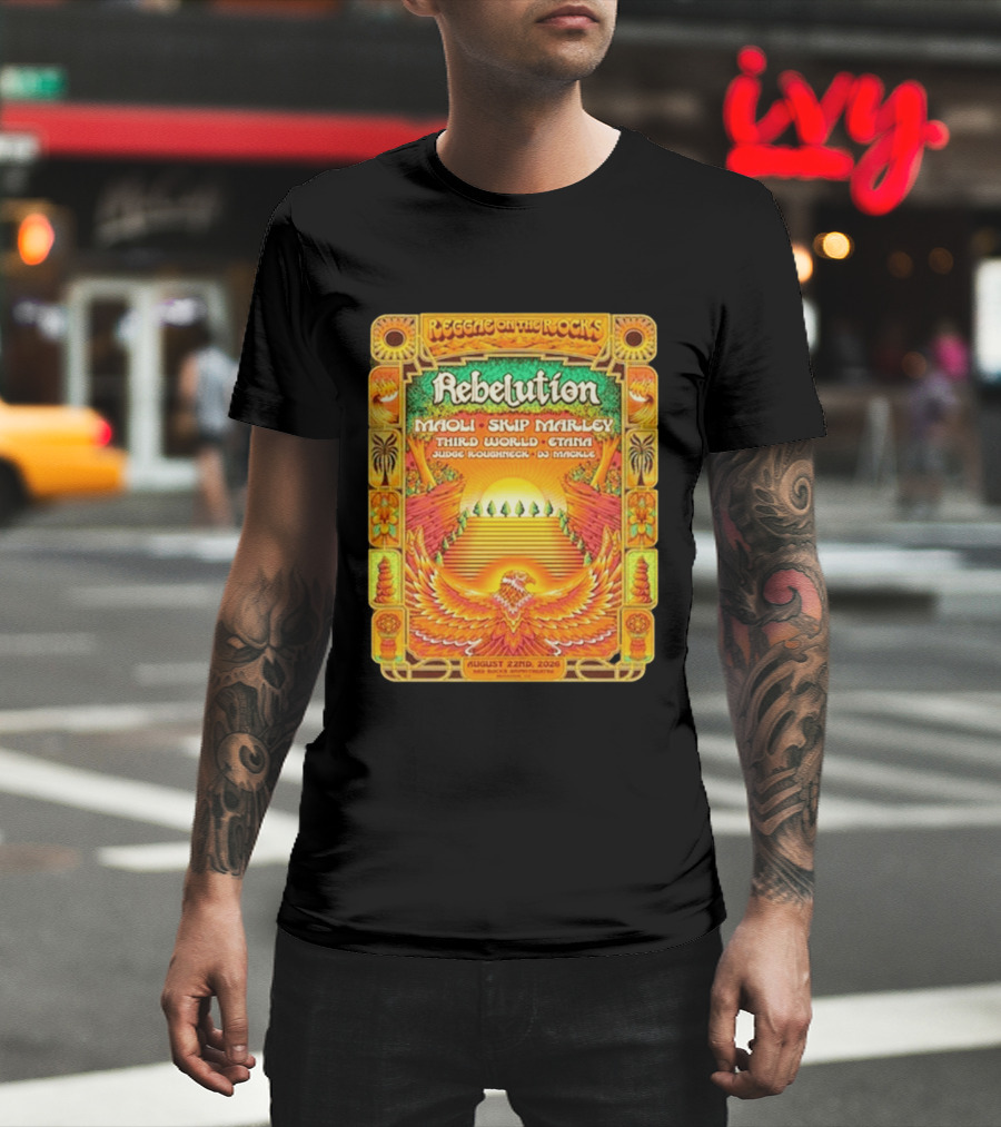 Rebelution Reggae On The Rocks 2026 Maoli Skip Marley Third World Etana August 22nd T-Shirt