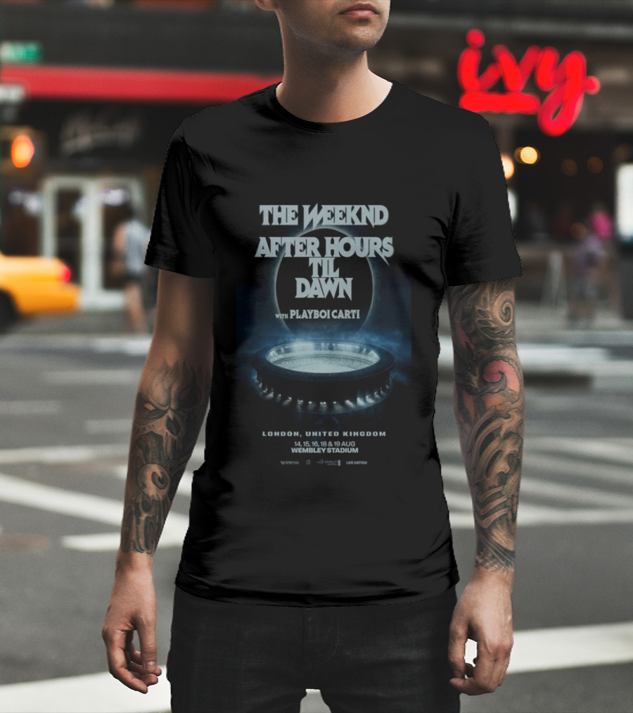 The Weeknd After Hours Til Dawn Playboi Carti London Wembley Stadium August 2026 T-Shirt