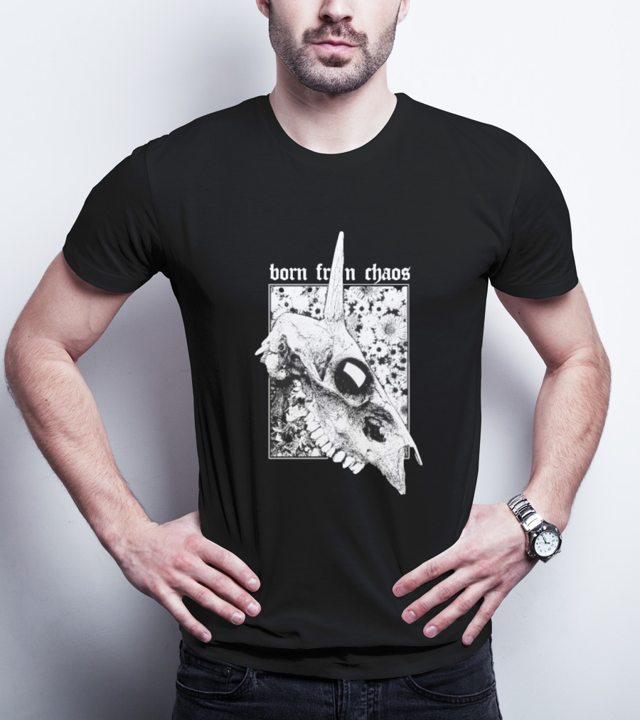Born From Chaos Animal Skull Floral Gothic Aesthetic T-Shirt