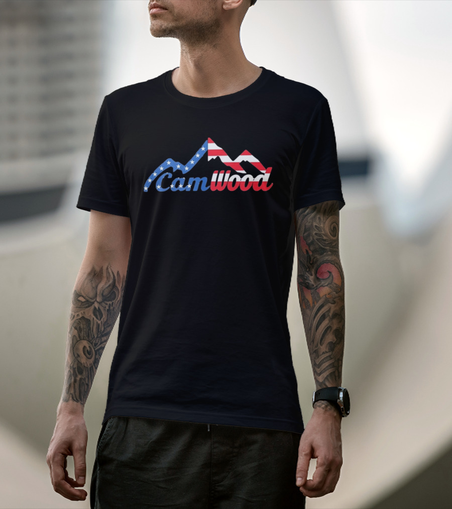 CamWood American Flag Mountain Baseball Training USA Stars And Stripes T-Shirt