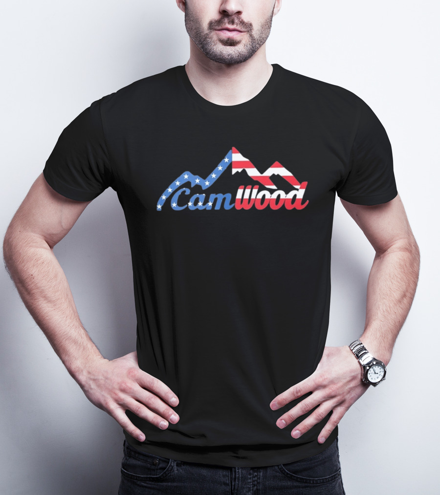 CamWood American Flag Mountain Baseball Training USA Stars And Stripes T-Shirt