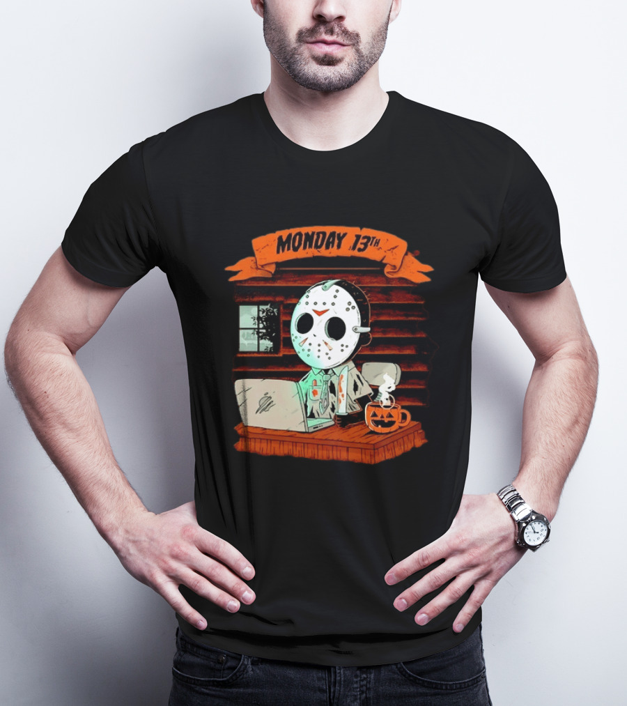 Jason Voorhees Monday 13th Office Work Halloween Horror Movie T-Shirt
