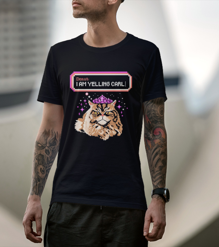 Donut The Cat I Am Yelling Carl Pixel Art Meme T-Shirt