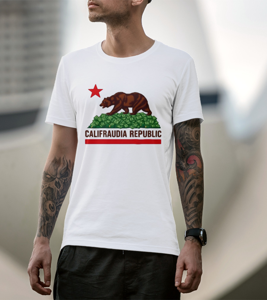 CalifraudIA Republic Bear On Money With Red Star T-Shirt