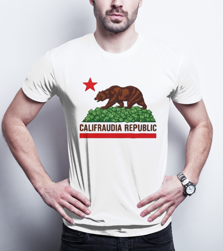 CalifraudIA Republic Bear On Money With Red Star T-Shirt