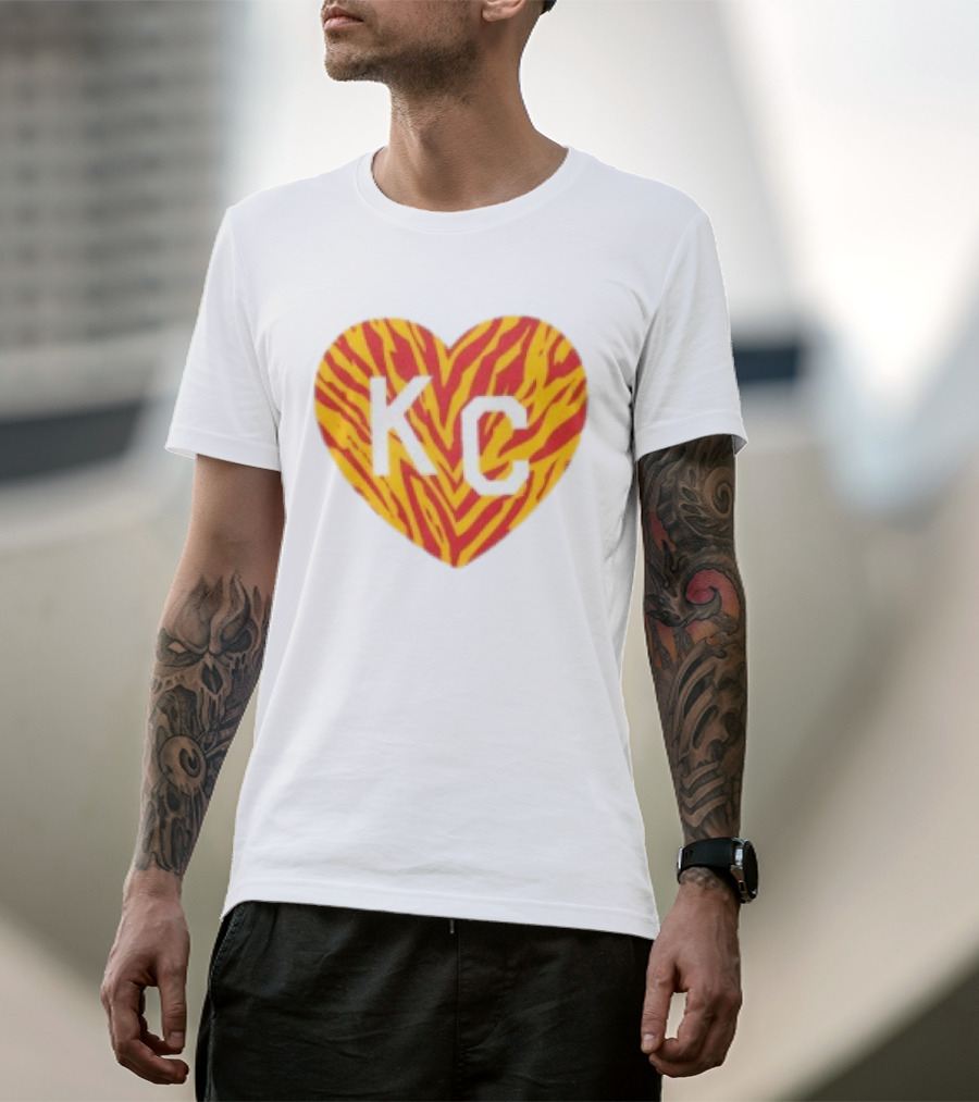 Made In KC Red Yellow Stripes Heart Charlie Hustle T-Shirt