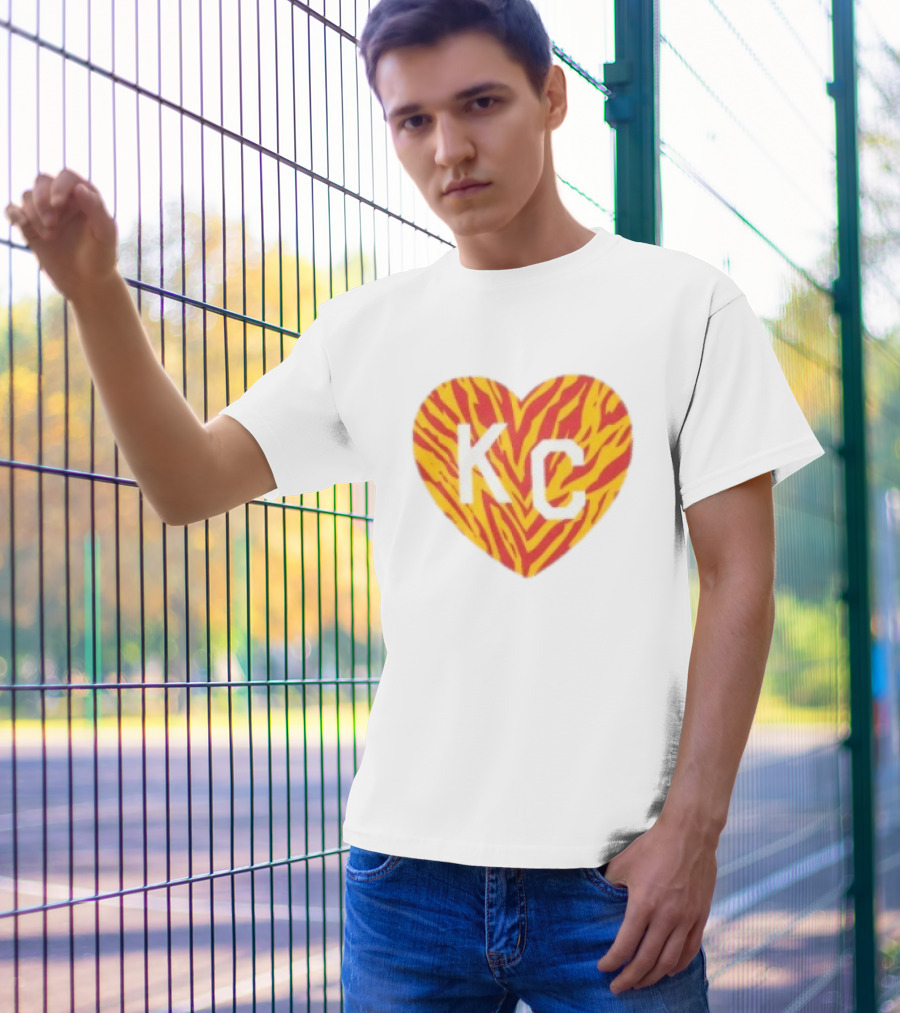 Made In KC Red Yellow Stripes Heart Charlie Hustle T-Shirt