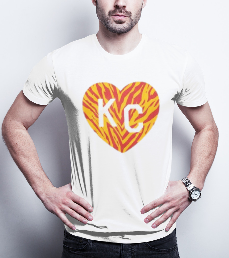 Made In KC Red Yellow Stripes Heart Charlie Hustle T-Shirt