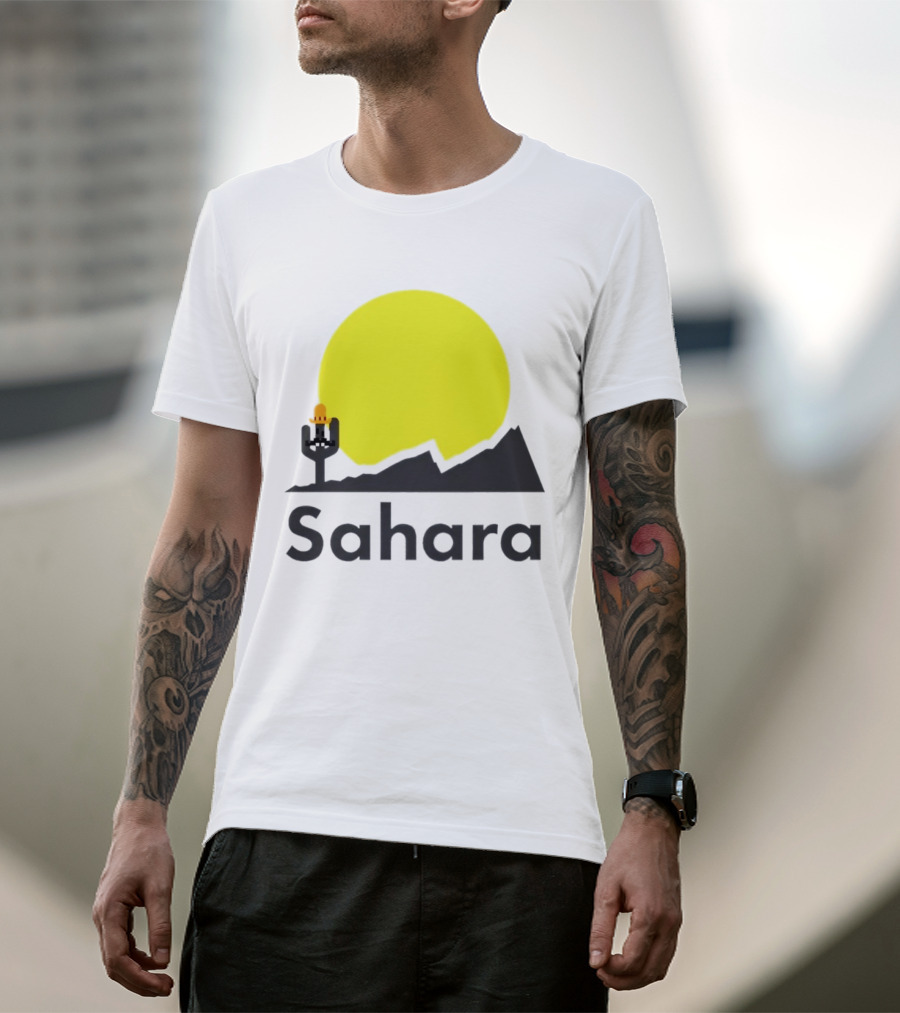 Sahara Desert Cactus Pixel Art With Sombrero Sunset Scene T-Shirt