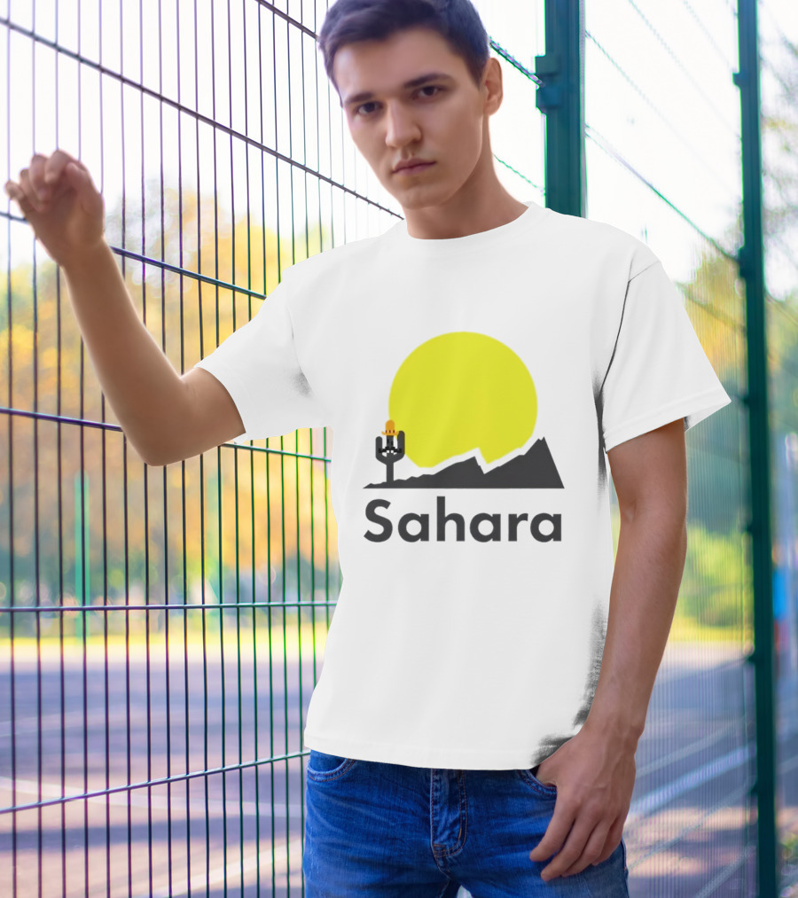 Sahara Desert Cactus Pixel Art With Sombrero Sunset Scene T-Shirt