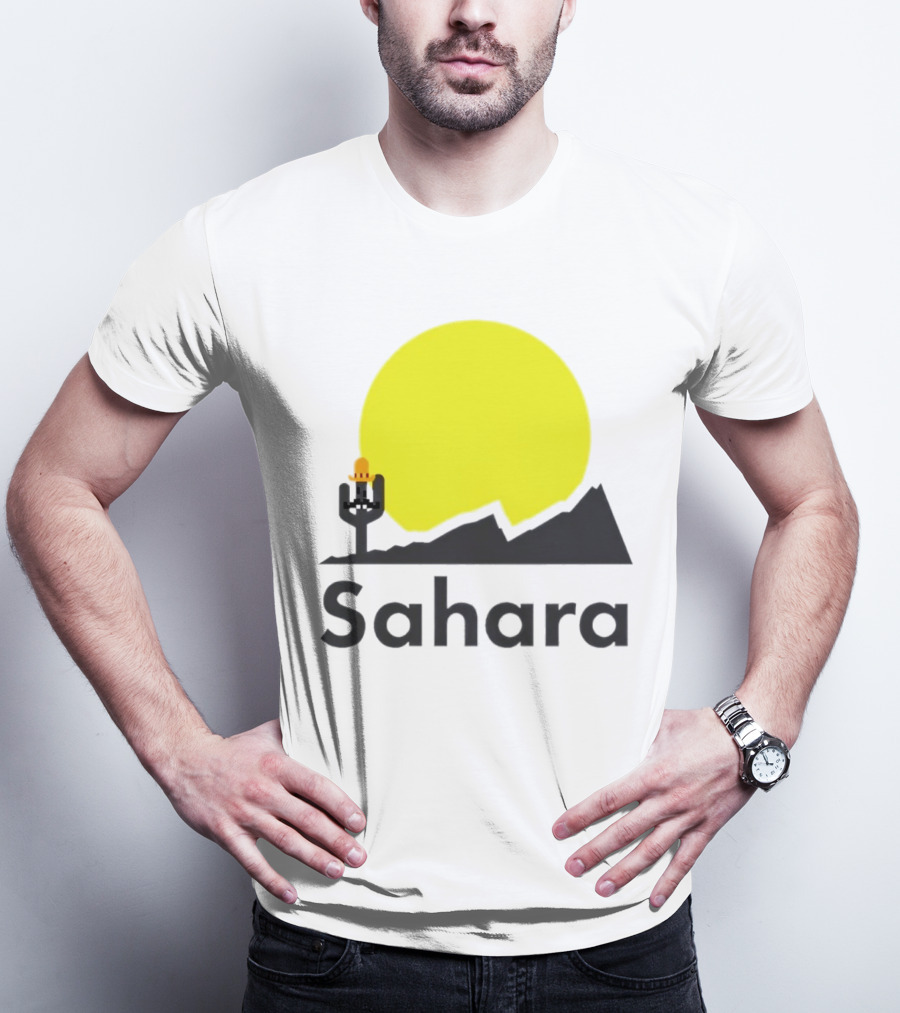 Sahara Desert Cactus Pixel Art With Sombrero Sunset Scene T-Shirt