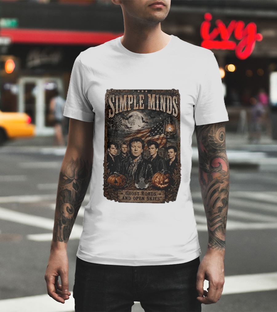 Simple Minds Band Ghost Roads And Open Skies Vintage American Flag T-Shirt