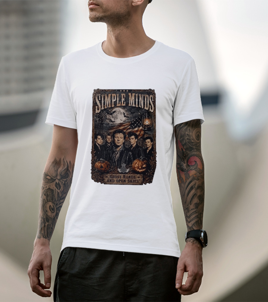 Simple Minds Band Ghost Roads And Open Skies Vintage American Flag T-Shirt
