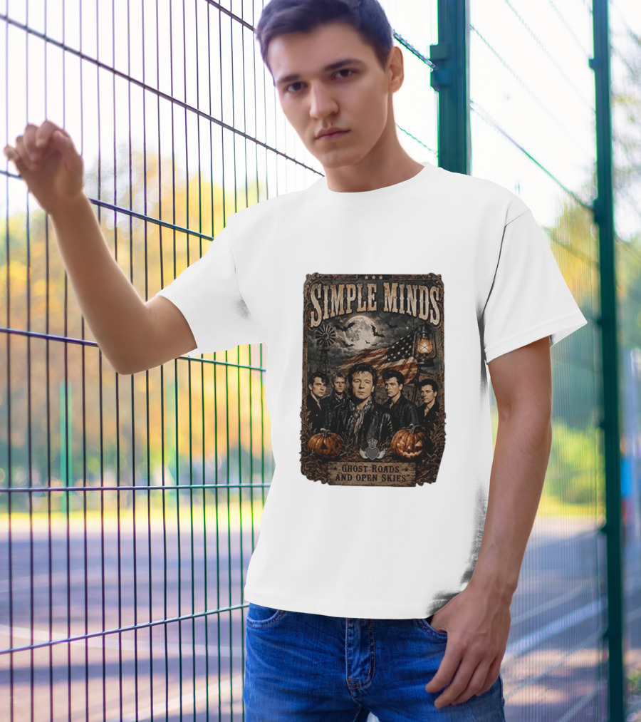 Simple Minds Band Ghost Roads And Open Skies Vintage American Flag T-Shirt