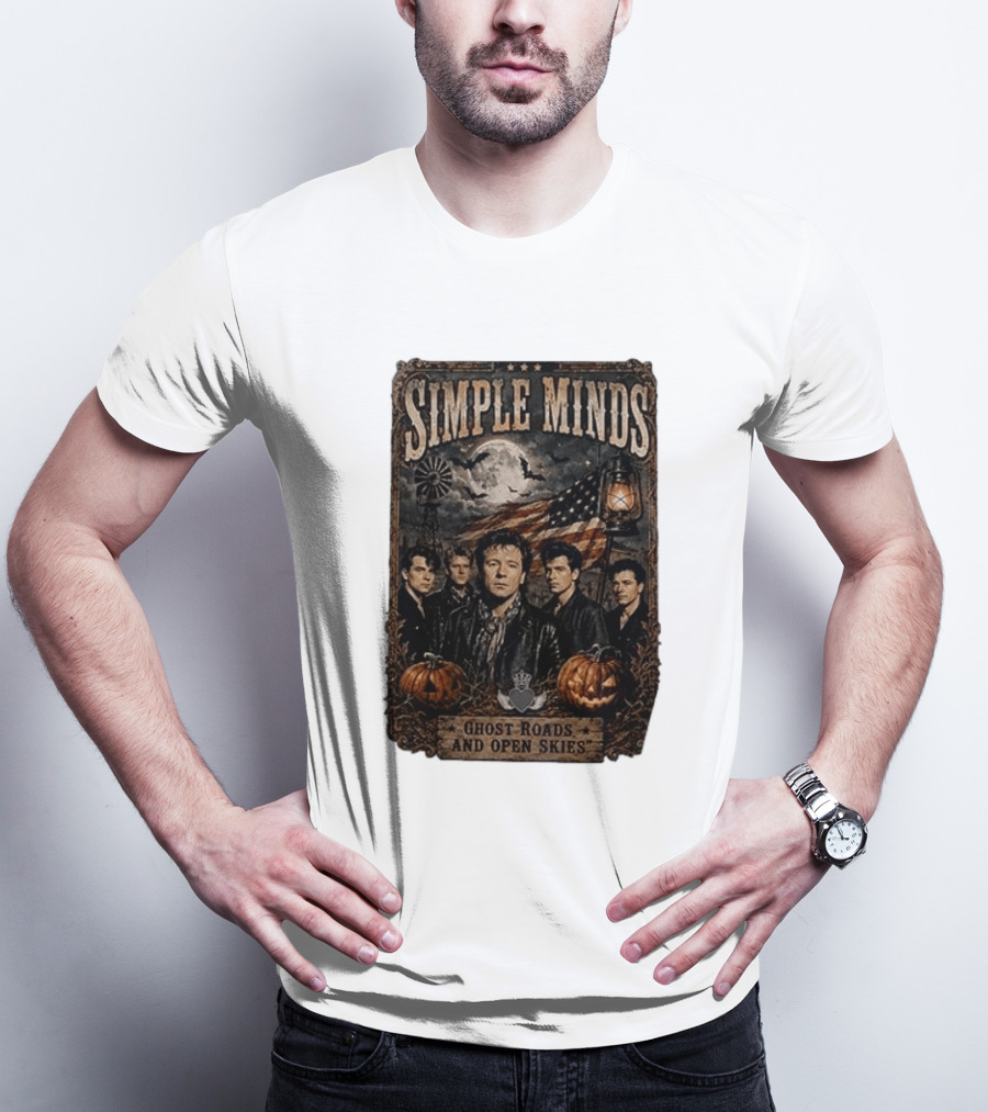 Simple Minds Band Ghost Roads And Open Skies Vintage American Flag T-Shirt
