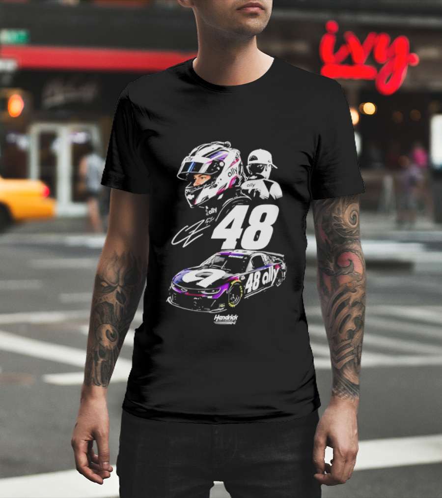 Alex Bowman 48 Ally Racing Helmet Car Hendrick Motorsports T-Shirt