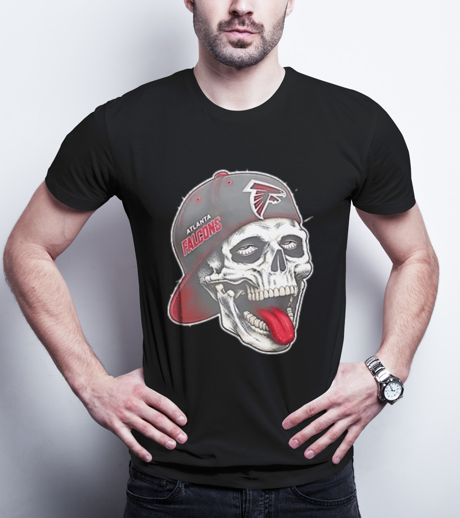 Atlanta Falcons Skull Cap Tongue Out Sports Fan T-Shirt
