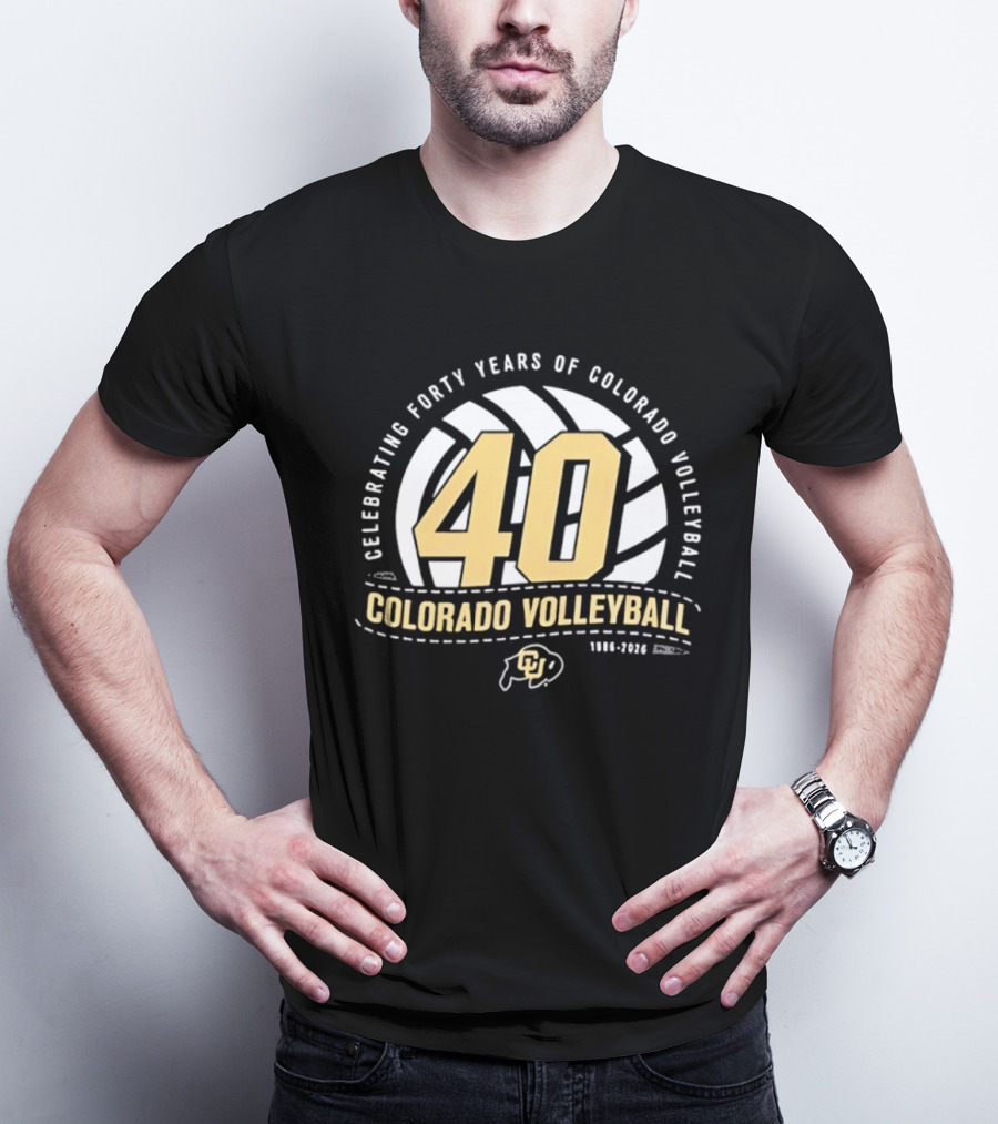 Celebrating Forty Years Of Colorado Volleyball 1986 2026 40th Anniversary Buffs T-Shirt